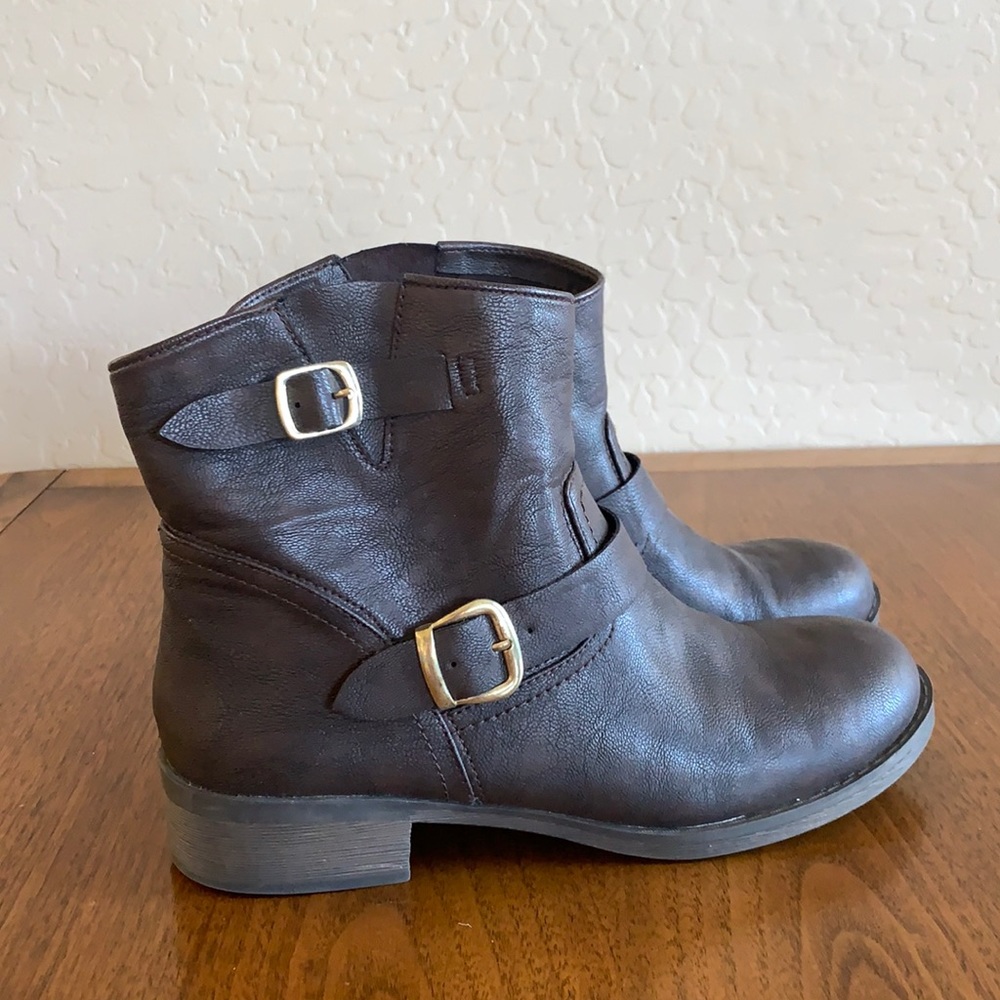 Brown Buckled Ankle Moto Boots By Report Size 10 - Gem